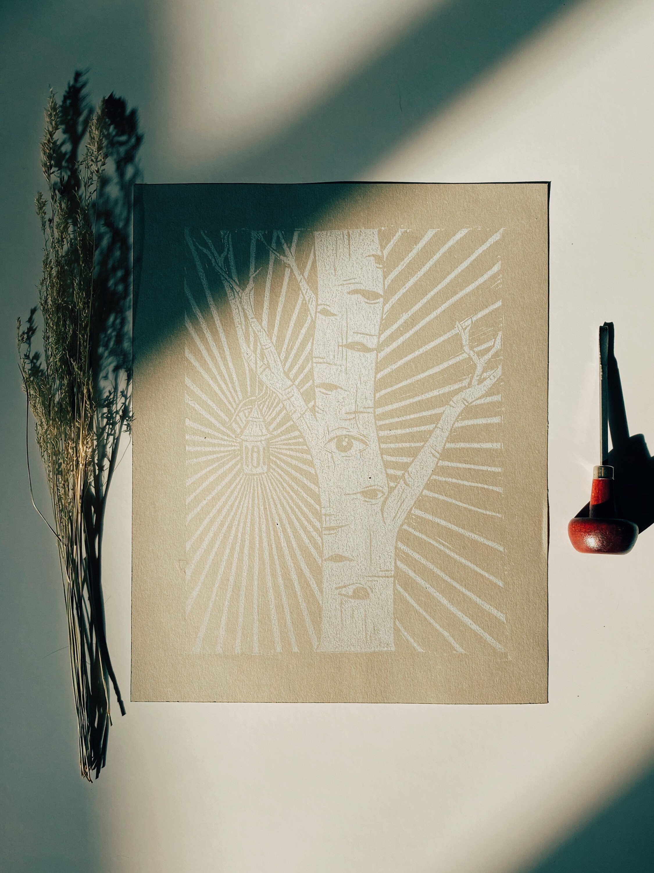 The Watchful Tree Fine Art Block Print 10 X 8 - Etsy