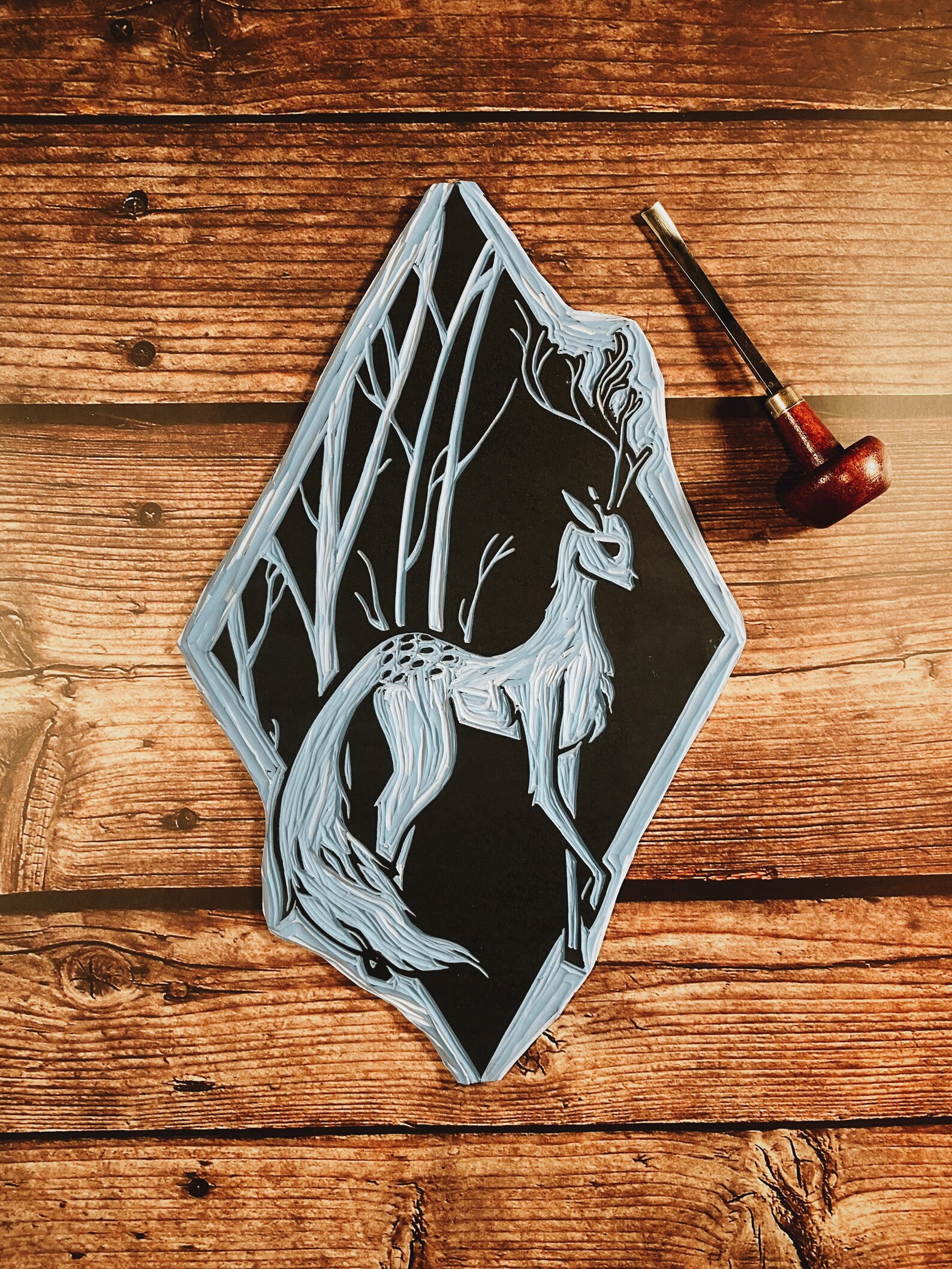 Deerfox Hilda Inspired Linocut Print 12 X 9 | Etsy