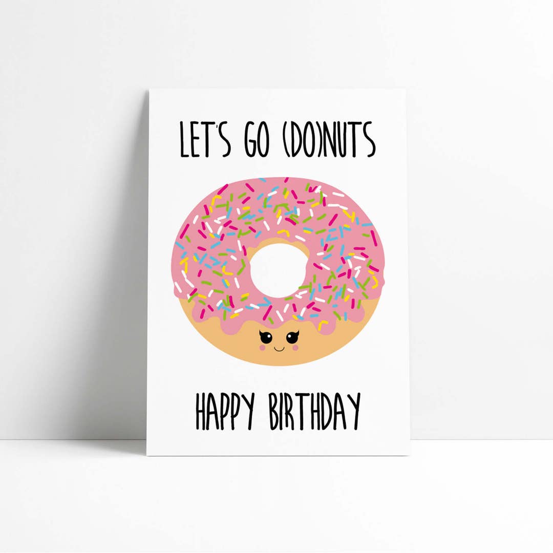 Postcard Let's Go Donuts Happy Birthday - Etsy