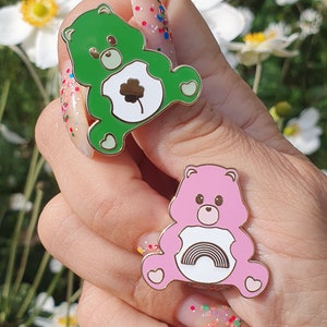 Pink Care Bear Enamel Pin With Rainbow. Enamel Lapel Pin Care Bear is a ...