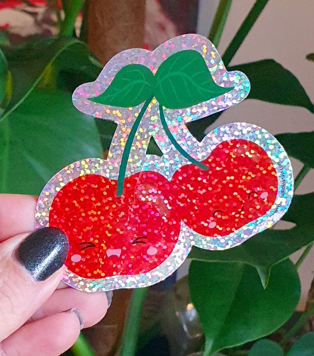 Cherries is a Glitter Sticker With a Funny Cherry Duo. Lovely Glitter ...