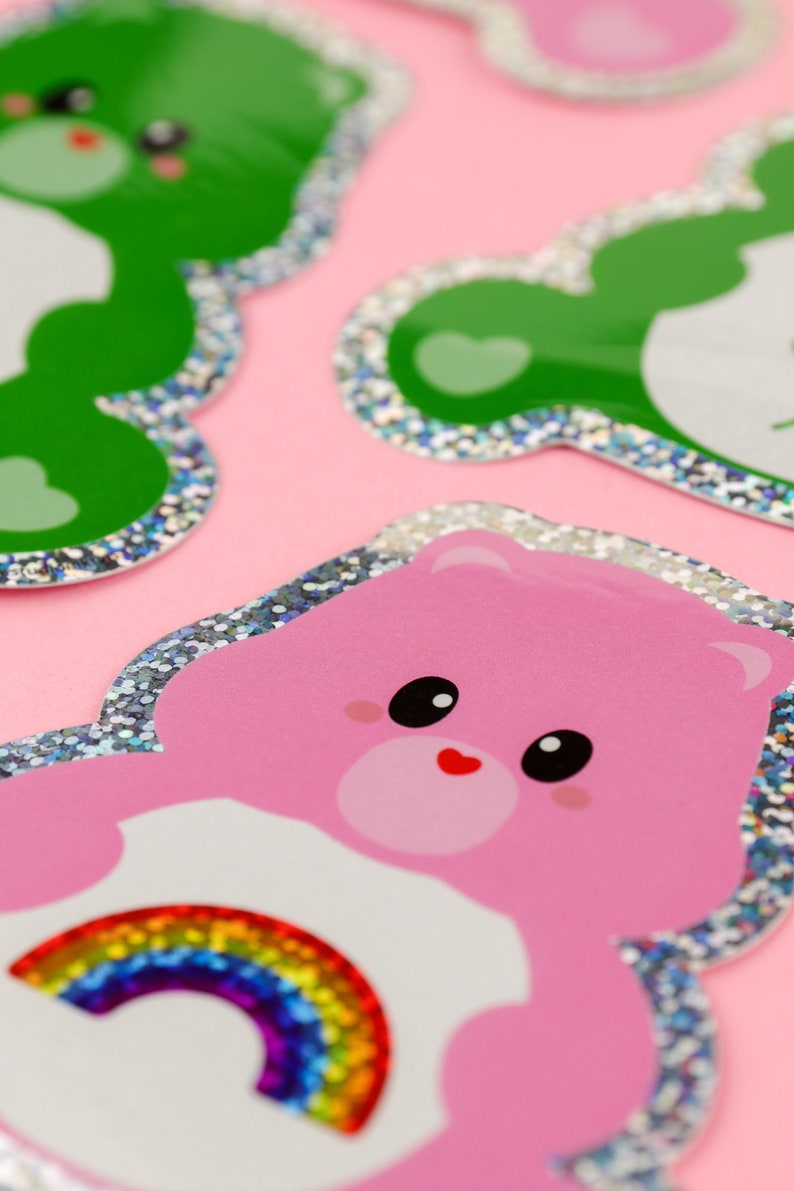 Glitter Care Bear Rainbow Car Decal Sticker. Lovely Care Bear - Etsy