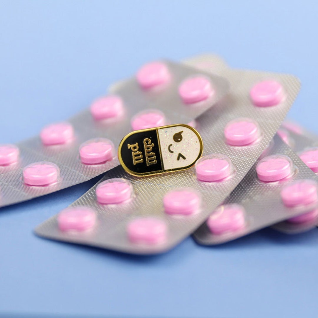 Pharmacy Chill Pill Pin Black With White Glitter. Cute Medical - Etsy ...
