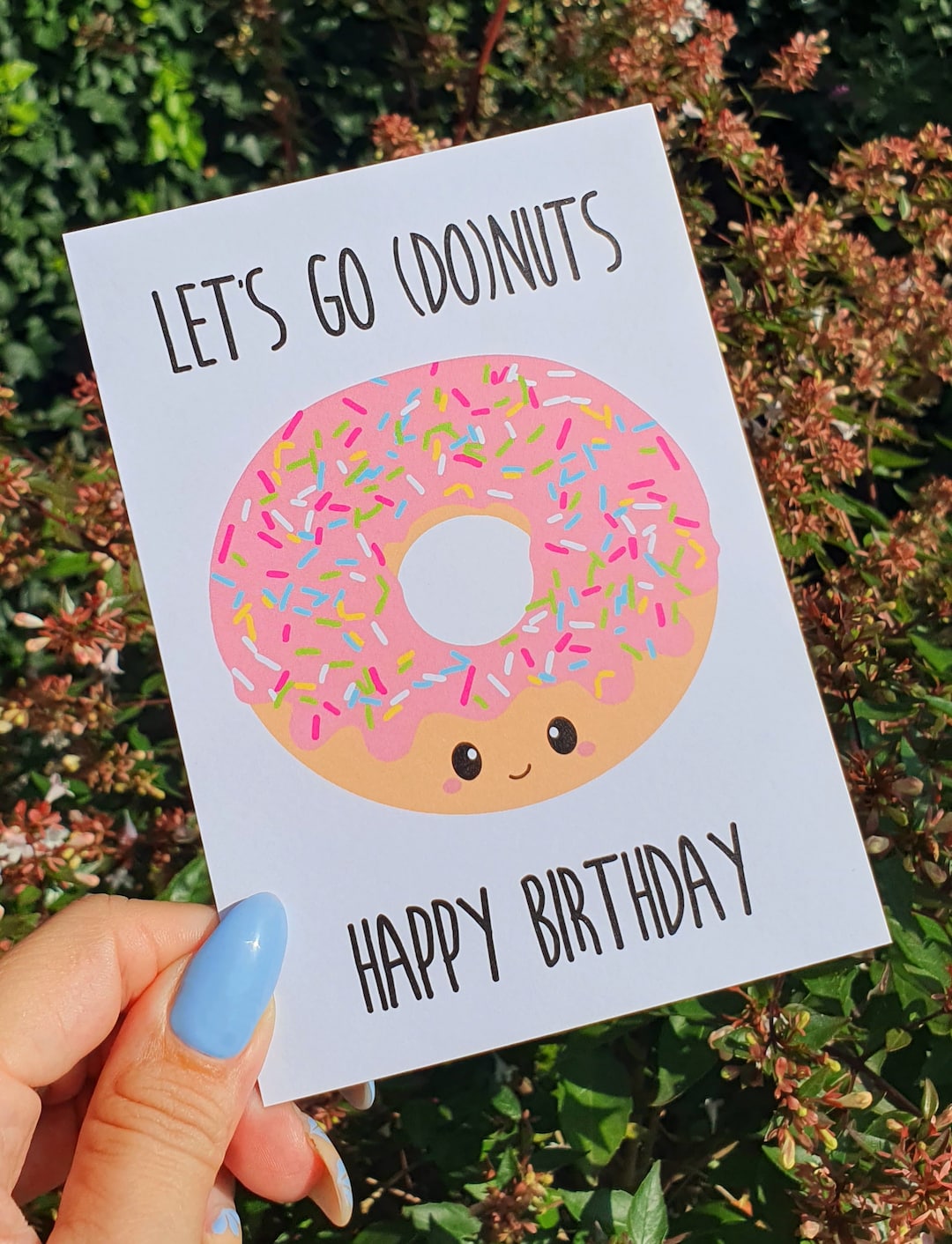 Postcard Let's Go Donuts Happy Birthday. Donut Lover Card. Cute Food ...