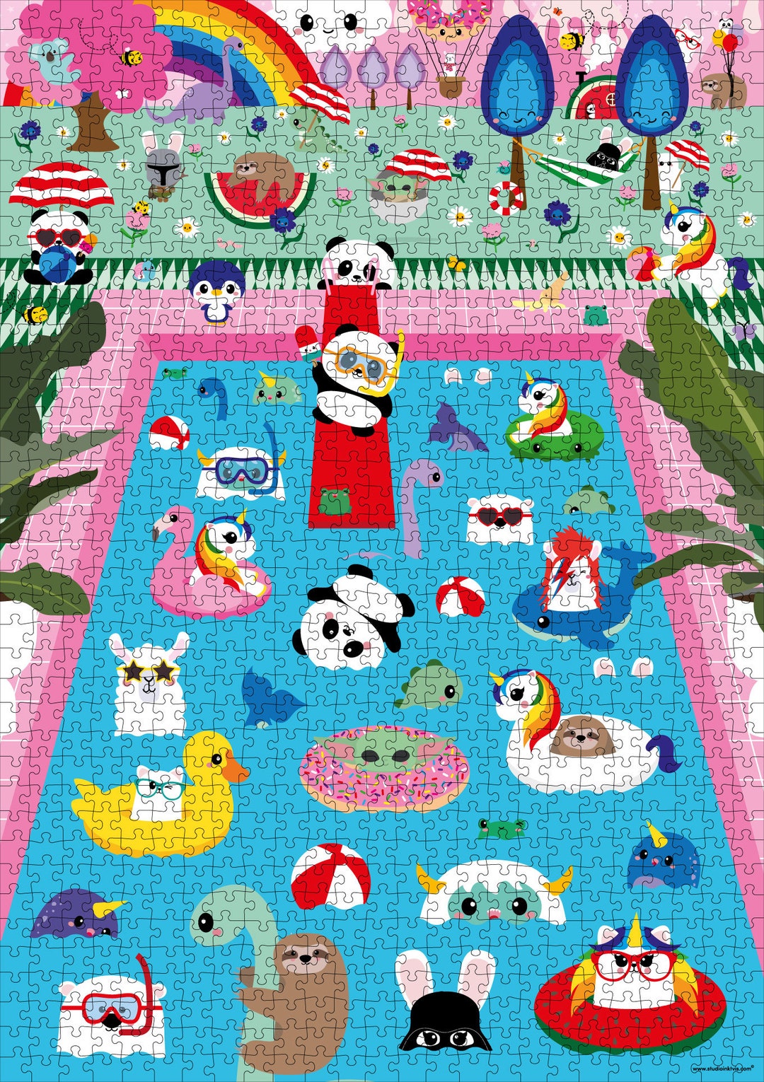 Pink Pool 1000 Pieces Puzzle is a Cute Kawaii Jigsaw Puzzle for Adults ...