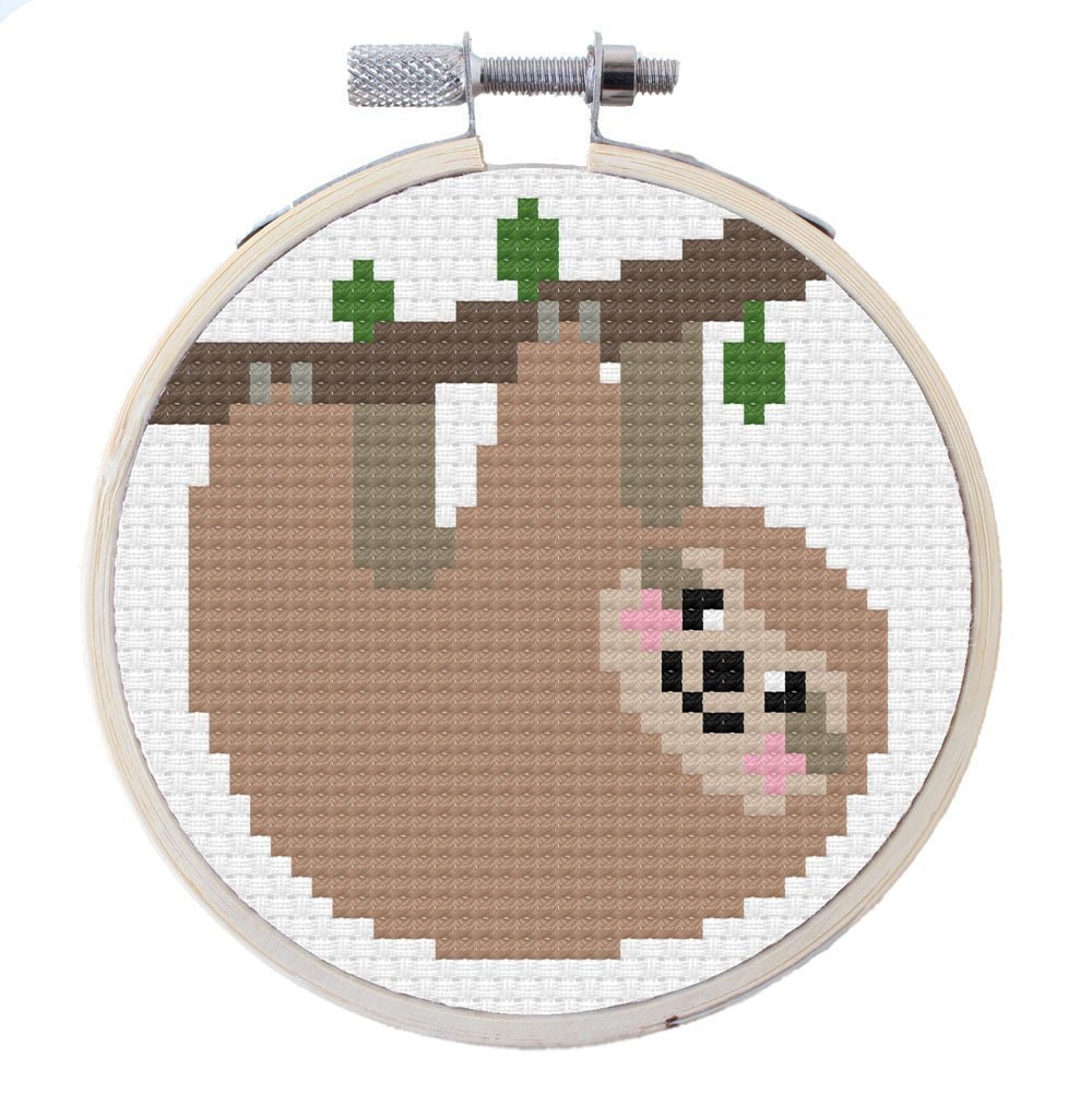 Sloth Cross Stitch is a Modern Cross Stitch Embroidery DIY - Etsy
