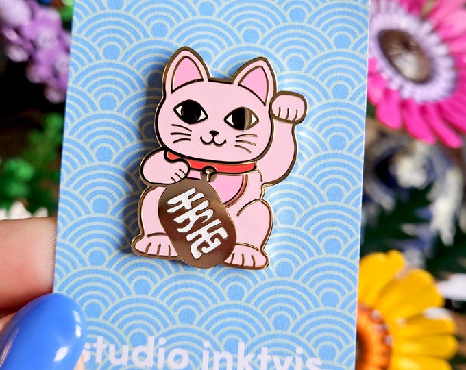 Maneki Neko Pin – Pink Lucky Cat Ad Some Charm and Good Fortune - Etsy