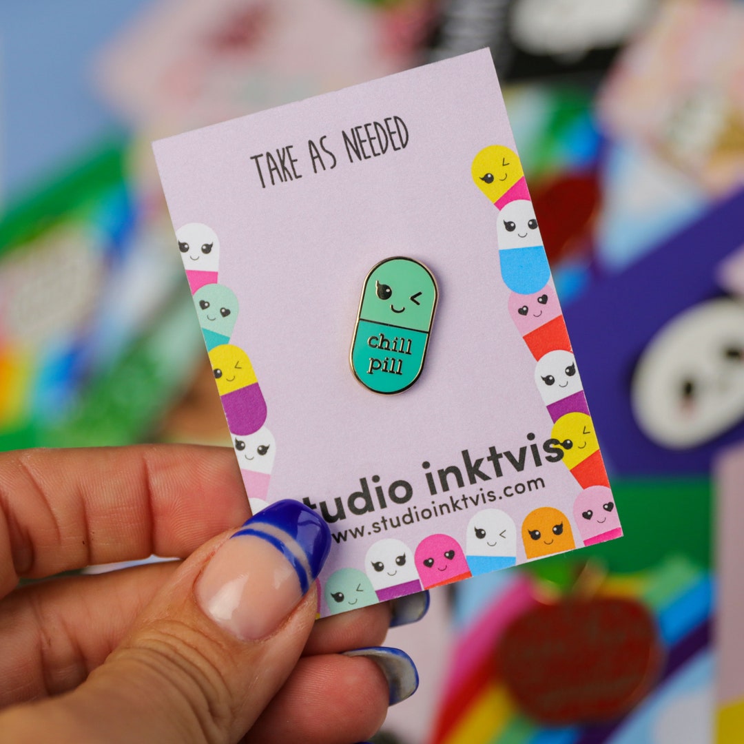 Chill Pill Mint Pin With Happy Face is a Lovely Med Student Gift, Nurse ...