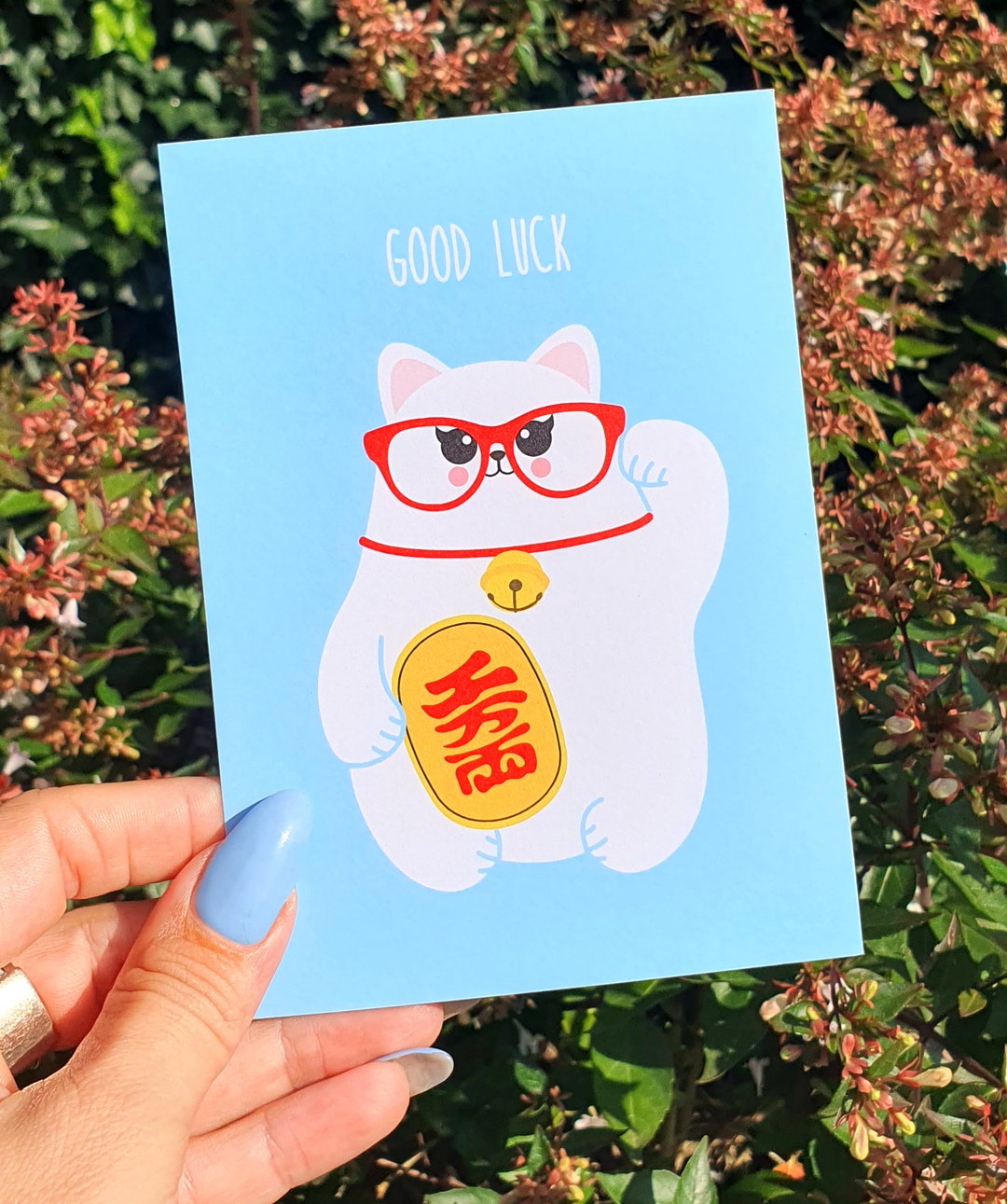 Funny Good Luck Maneki Neko Card. - Lucky Waving Cat - Funny New Job ...