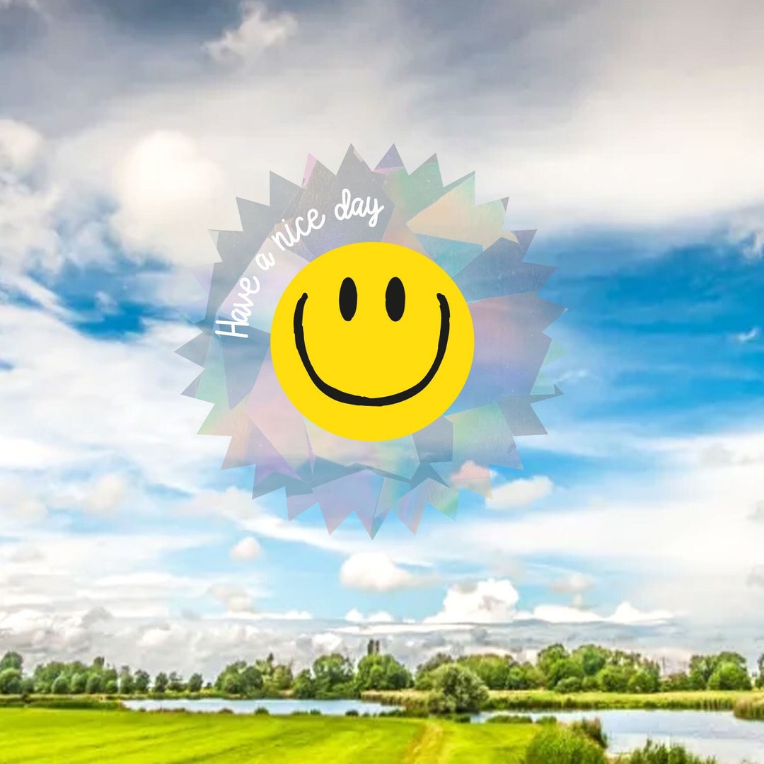 Smiley Face Suncatcher Sticker - Smiley Kawaii Sun Catcher Rainbow ...