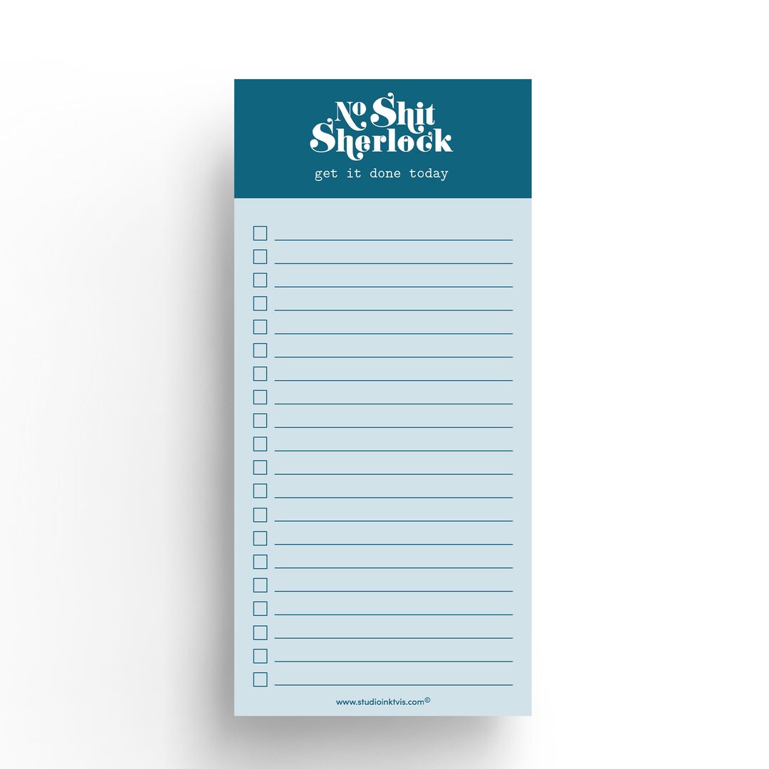 Sherlock Holmes to Do List. Gift Notepad Sherlock Holmes. No Shit ...