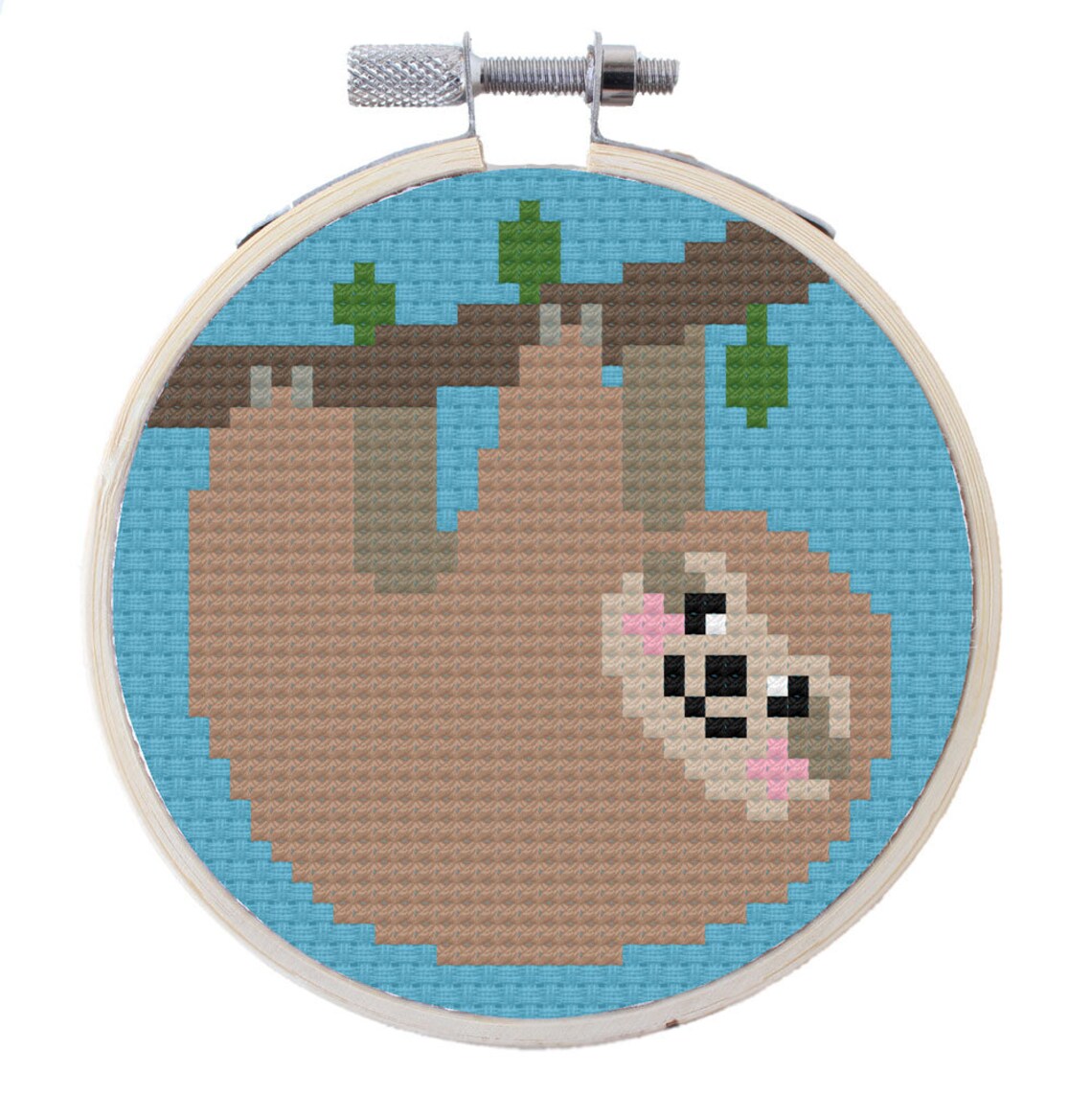 Sloth Cross Stitch is a Modern Cross Stitch Embroidery DIY - Etsy
