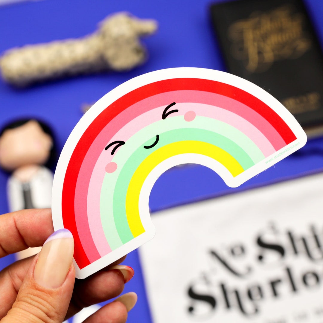 Rainbow Kawaii Car Vinyl Decal Sticker With Text Follow Your Rainbow ...