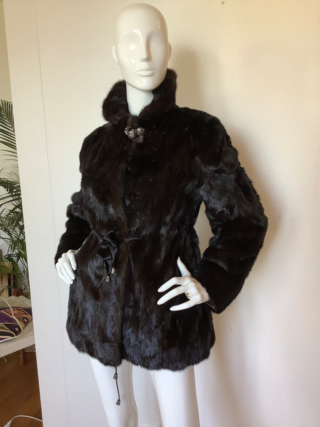 Real Vtg Dark Mink Jacket, Adjustable Waste and Bottom, Long Sleeves ...