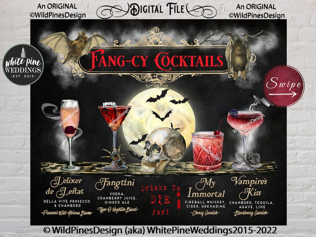 Halloween Gothic Drink Sign Printable, Halloween Cocktails, Halloween ...