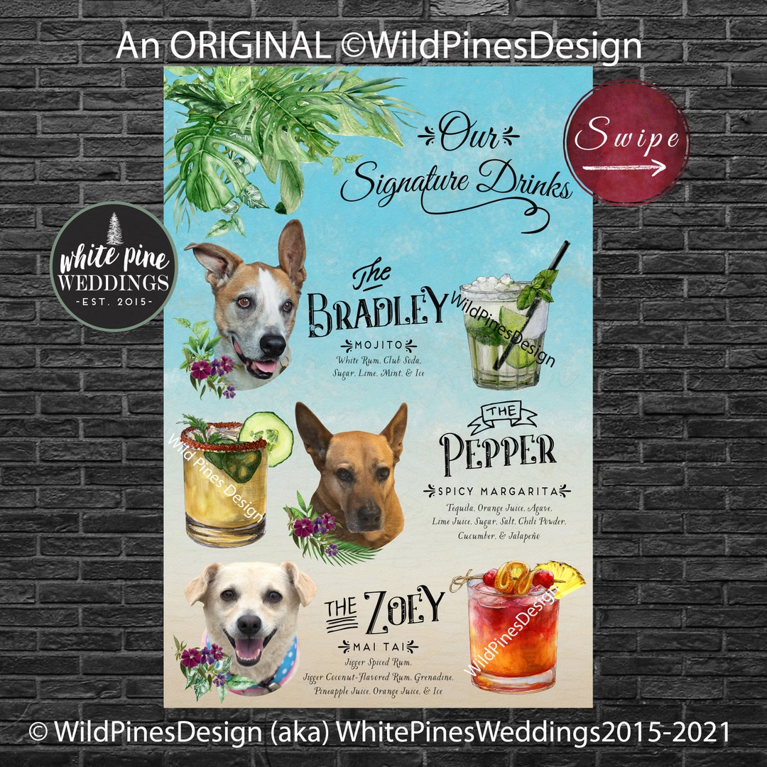 Pet Signature Drink Sign Printable, Drink Menu Dog, Pet Bar Menu ...