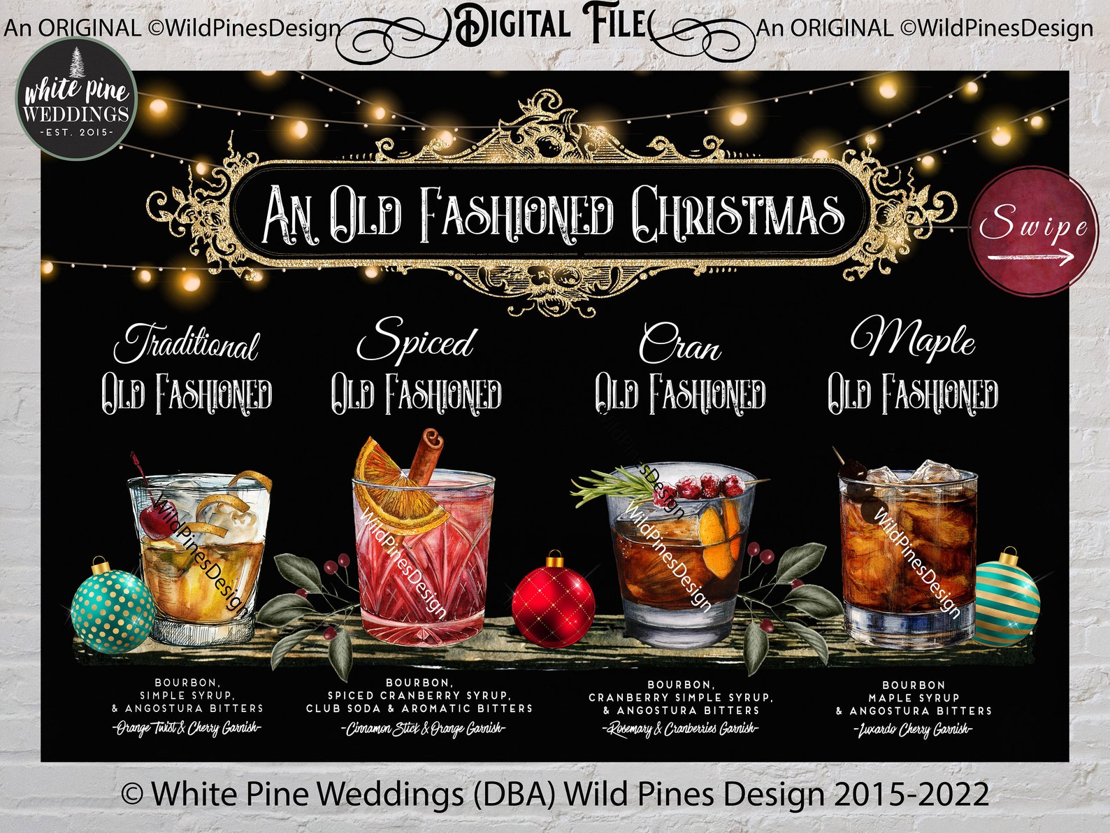 Christmas Bar Menu Printable Christmas Cocktails Winter - Etsy