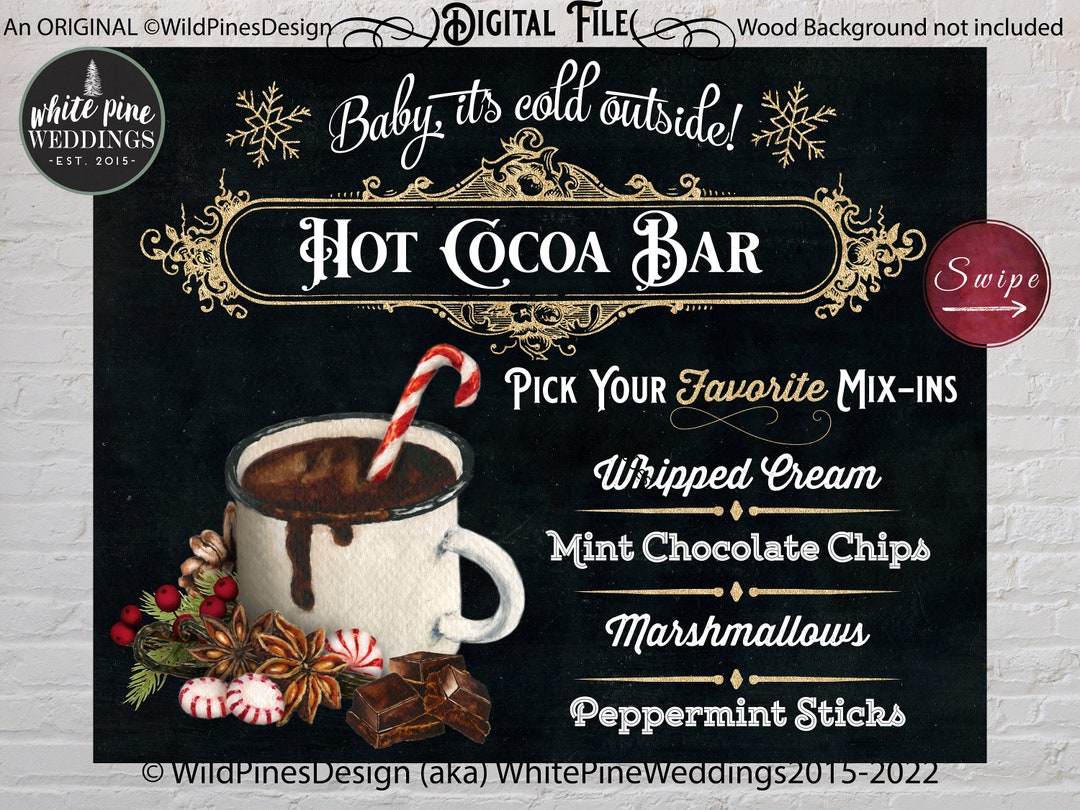 HOT COCOA Sign Printable, Hot Chocolate Bar, Christmas Holiday Party ...