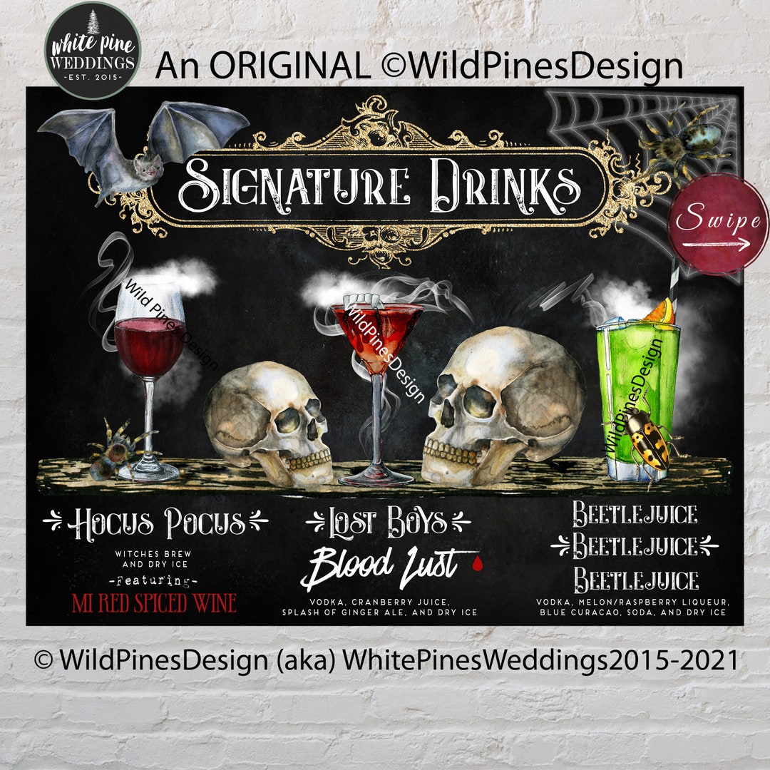 Halloween Drink Sign Printable, Halloween Cocktail Drinks, Halloween ...
