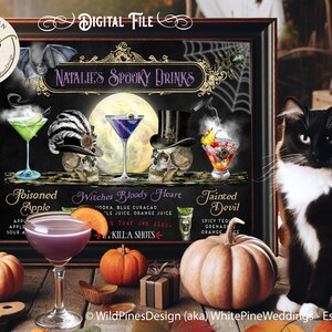Halloween Drink Sign Printable, Halloween Cocktails, Halloween Birthday ...