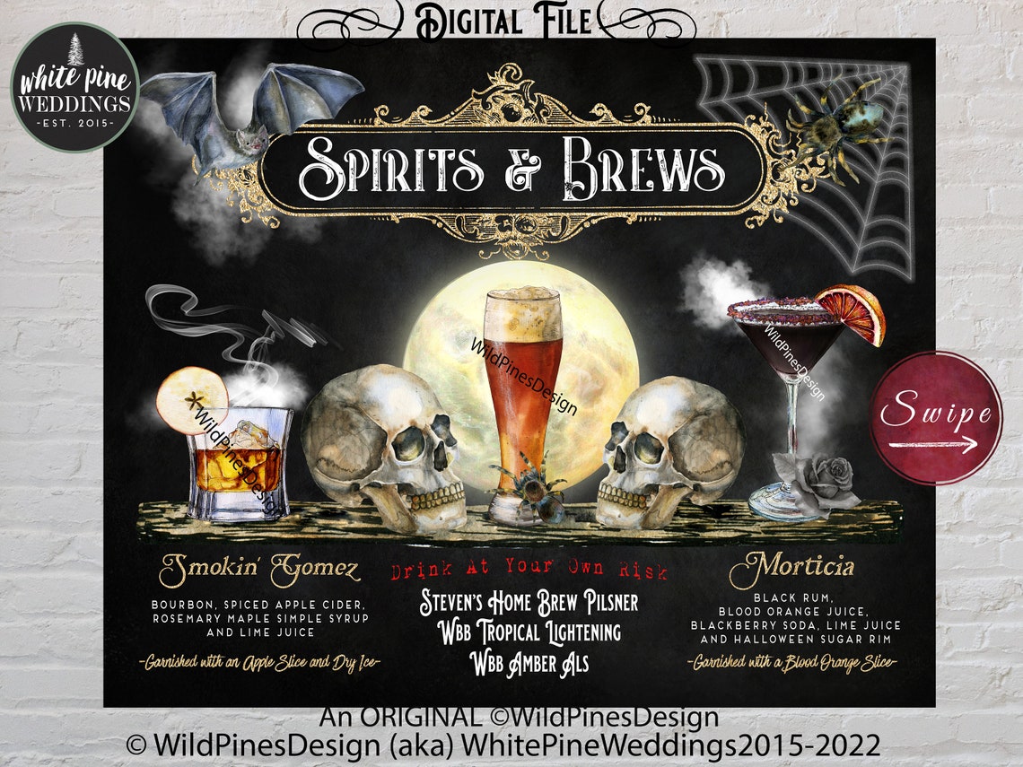 Halloween Drink Sign Printable, Halloween Cocktail Drinks, Halloween ...