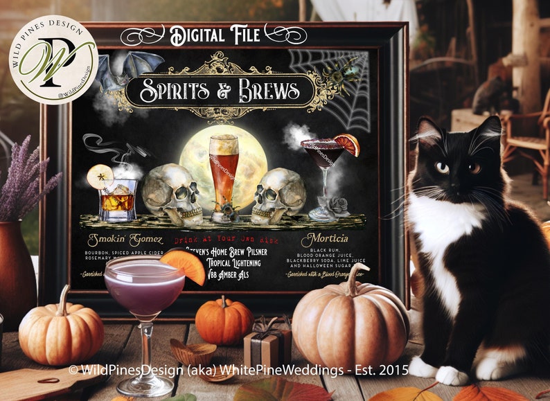 Halloween Drink Sign Printable, Halloween Cocktail Drinks, Halloween ...