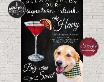 Pet Signature Drink Sign Printable Cocktail Sign Bar Menu | Etsy