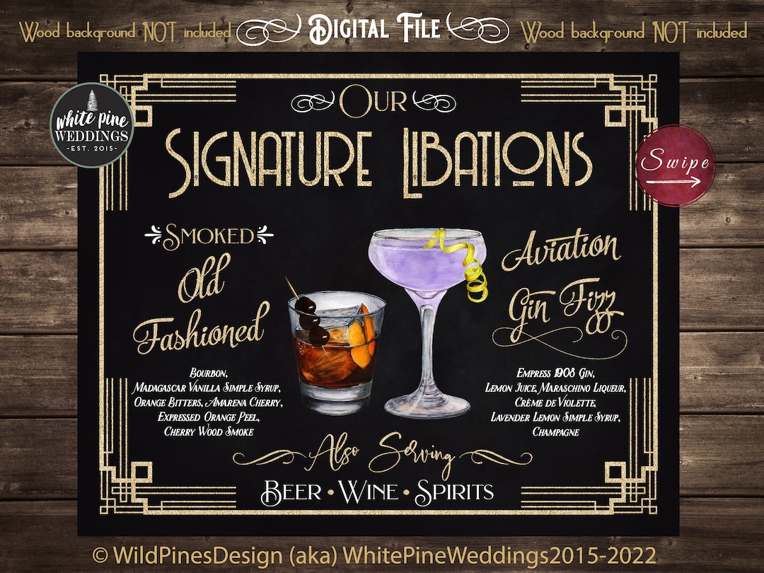 Wedding Signature Drinks Sign Printable, Signature Libations ...