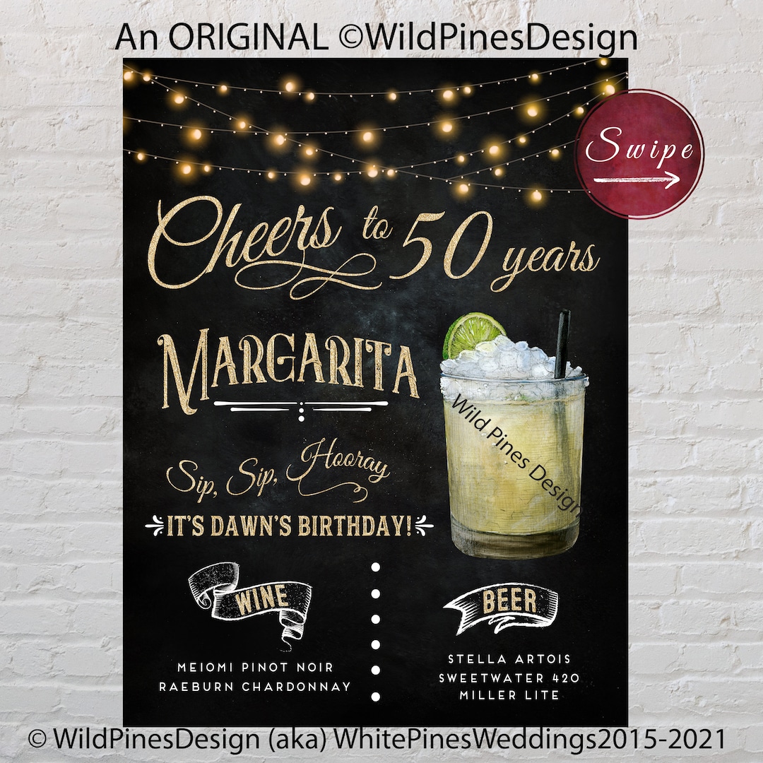 Custom Birthday Signature Drink Sign Printable, Cheers Years, Birthday ...