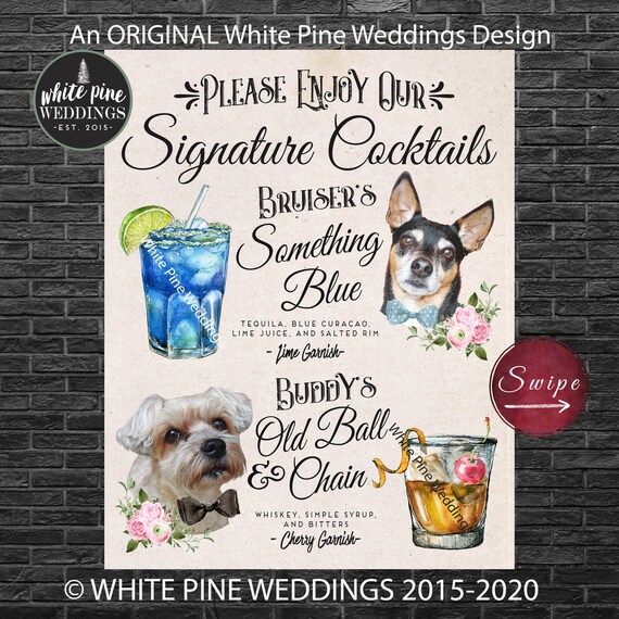 Pet Signature Drink Sign Printable Pet Cocktail Sign Drink | Etsy