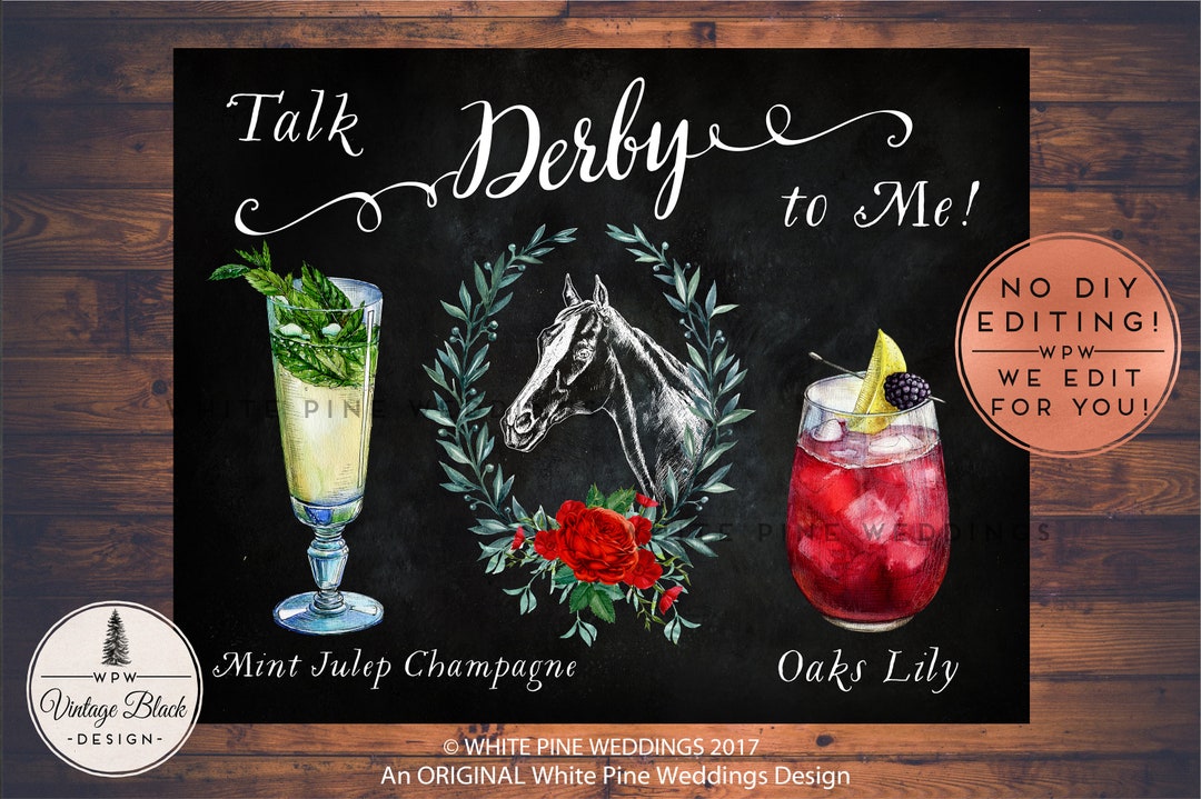 Derby Signature Drink Sign Printable, Kentucky Derby Mint Julep, Derby ...