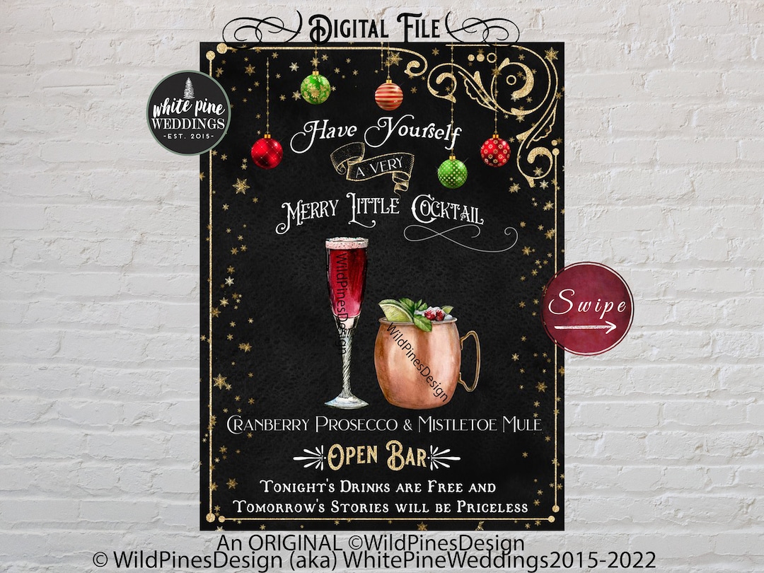 Christmas Signature Drink Sign Printable, Winter Wedding, Holiday Party ...
