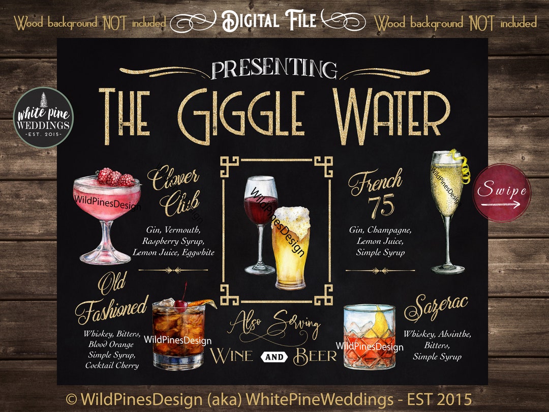 Art Deco Signature Cocktails Printable, Signature Libations, Birthday ...