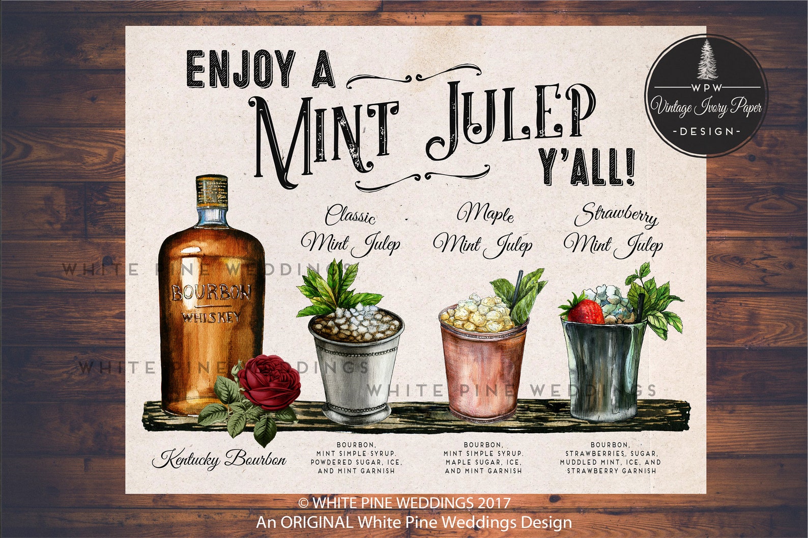 Mint Julep Drink Sign Kentucky Derby Drink Sign Mint Julep - Etsy