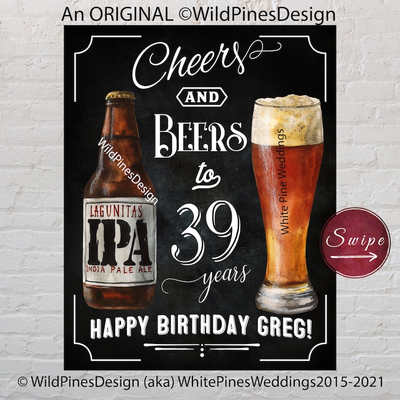 Cheers and Beers Birthday Printable Sign Cheers to Years IPA - Etsy