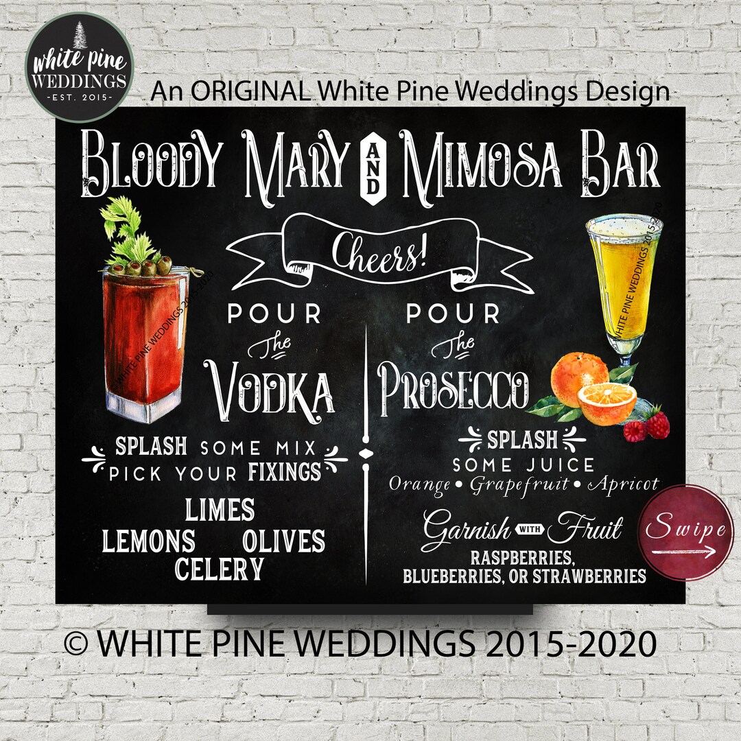 Bloody Mary and Mimosa Bar Sign Printable, Mimosa Brunch, Signature ...