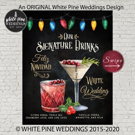 Christmas Signature Drink Printable Sign Christmas Cocktails | Etsy