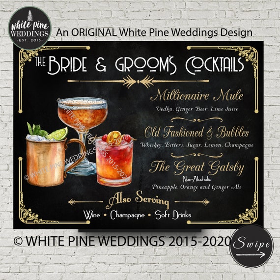 Gold Art Deco Signature Drinks Printable Sign Signature | Etsy