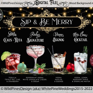 Christmas Signature Drinks, Christmas Holiday Bar Sign, Christmas ...