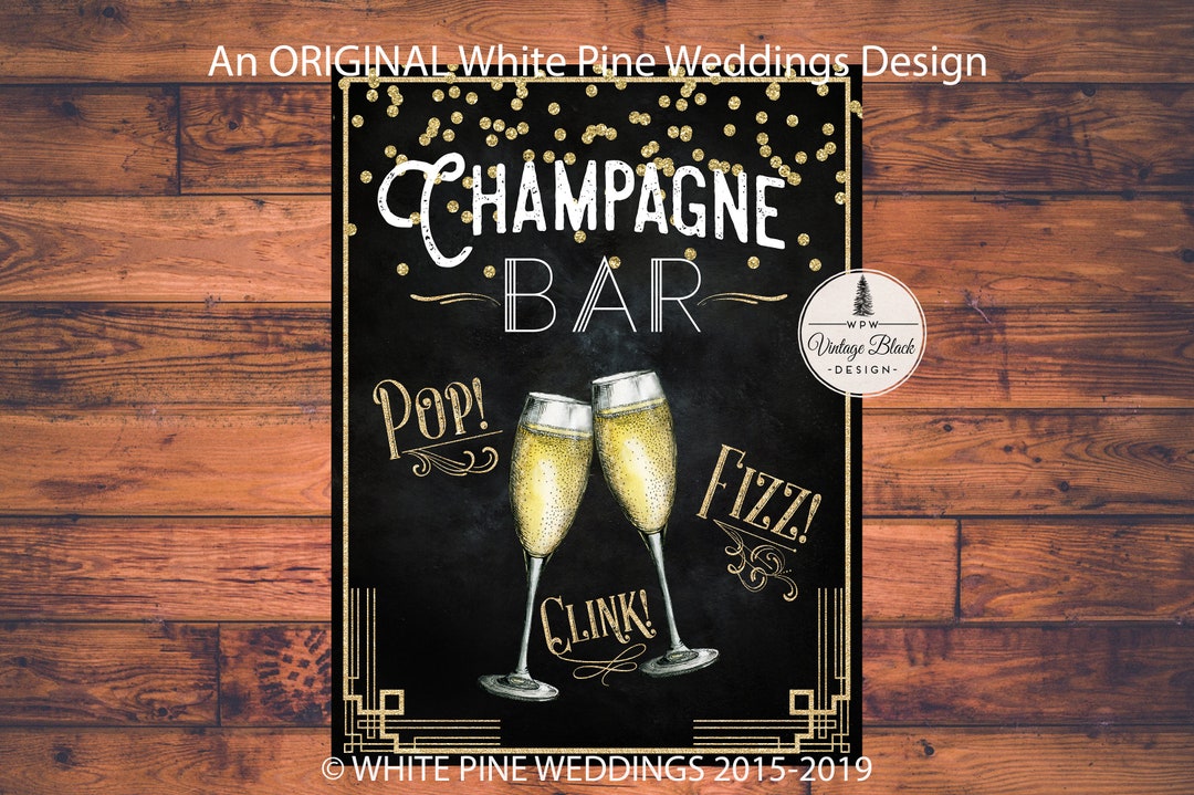 Pop Fizz Clink Sign, Art Deco Drink Sign, Champagne Bar Sign, Great ...