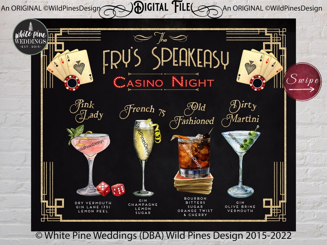 Signature Drinks Bar Menu Printable, Speakeasy Drinks, Prohibition ...