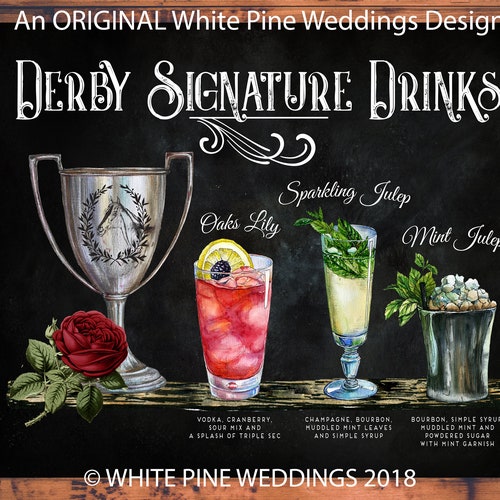 Oaks Lily Drink Bar Menu Sign Template Derby Signature Drink | Etsy