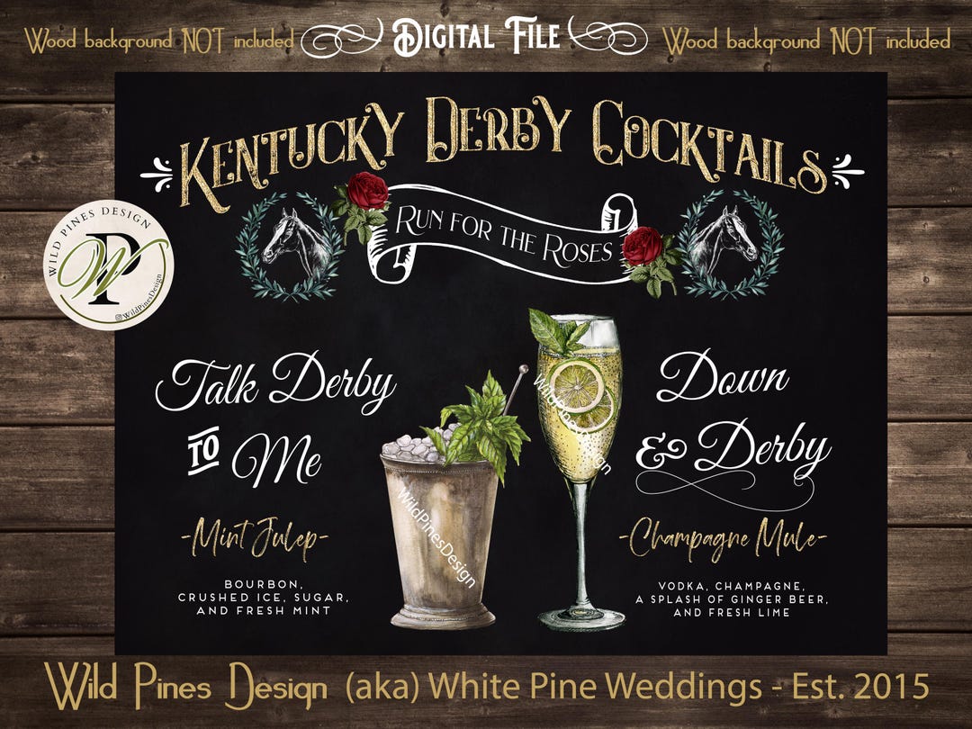 Kentucky Derby Drink Printable, Derby Cocktails, Mint Julep, Kentucky ...