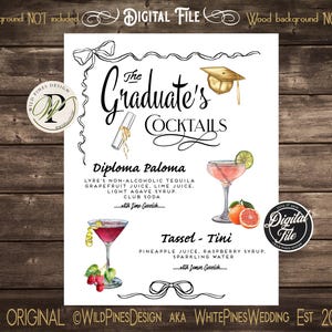 Signature Graduation Drinks, Graduation Bar Menu, Customizable Drink ...