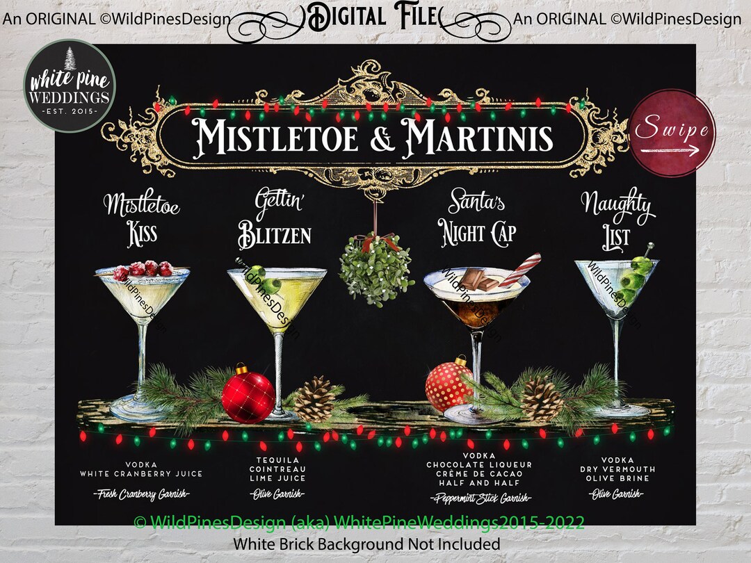 Christmas Bar Menu Martini Bar Sign Christmas Cocktails - Etsy