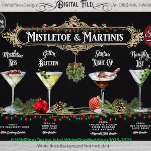 Christmas Bar Menu Martini Bar Sign Christmas Cocktails - Etsy