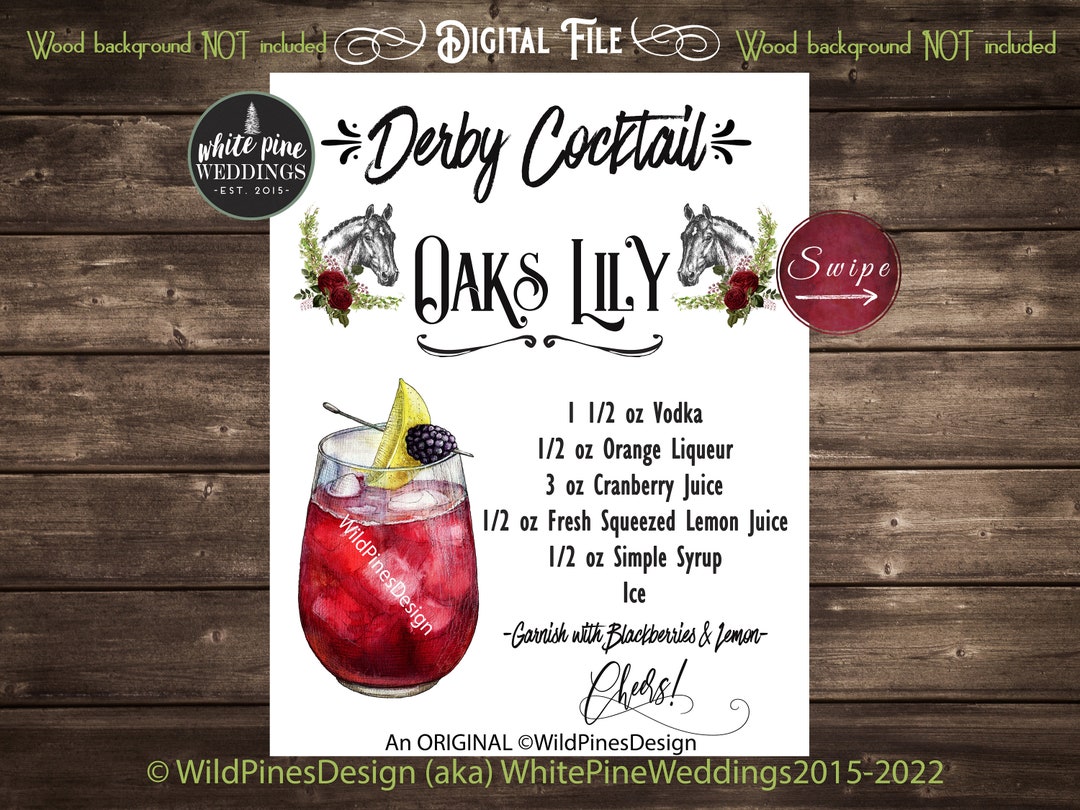 Kentucky Derby Drink Sign, Derby Cocktail, Oaks Lily Drink, Kentucky ...