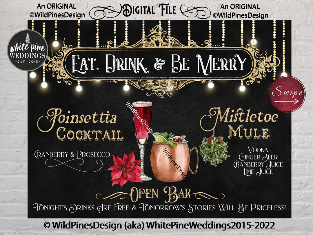Christmas Signature Drink Sign Printable, Christmas Bar Menu, Winter ...