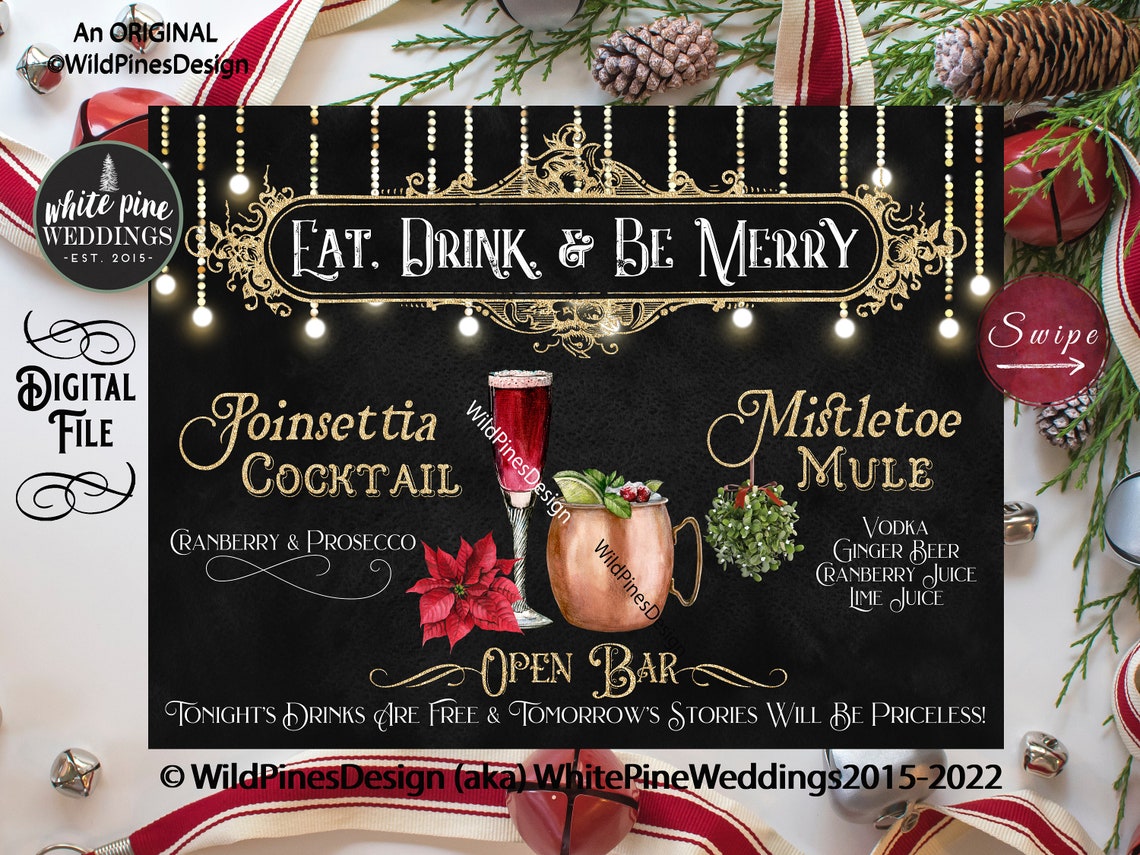 Christmas Signature Drink Sign Printable Christmas Cocktail - Etsy