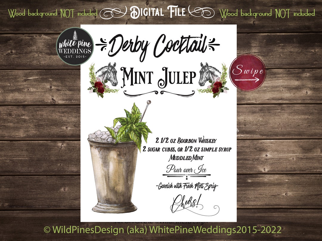 Kentucky Derby Drink Sign, Mint Julep, Oaks Lily Drink, Kentucky Derby ...